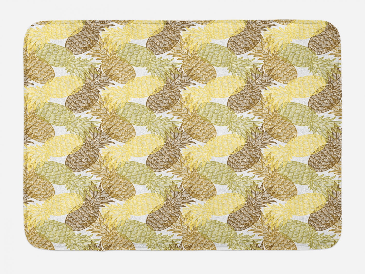 Pineapple Bath Mat, Summer Themed Overlapping Curving Tropical ...