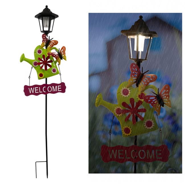 Crosslight SSS193111AC Watering Can Welcome Sign Solar Light Garden ...