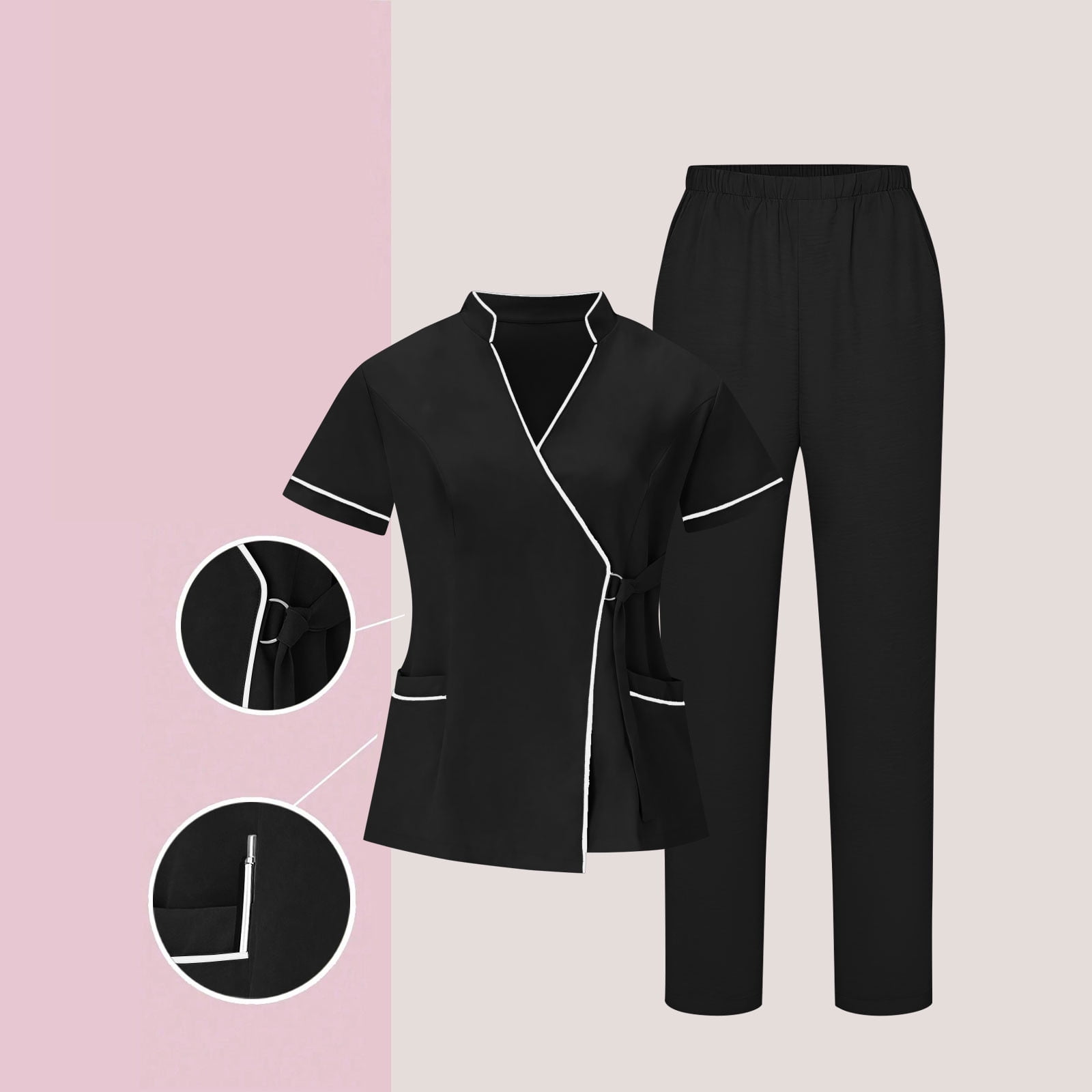 Click here for Hongqid Womens Scrub Top With Classic V-Neck & Jog... prices