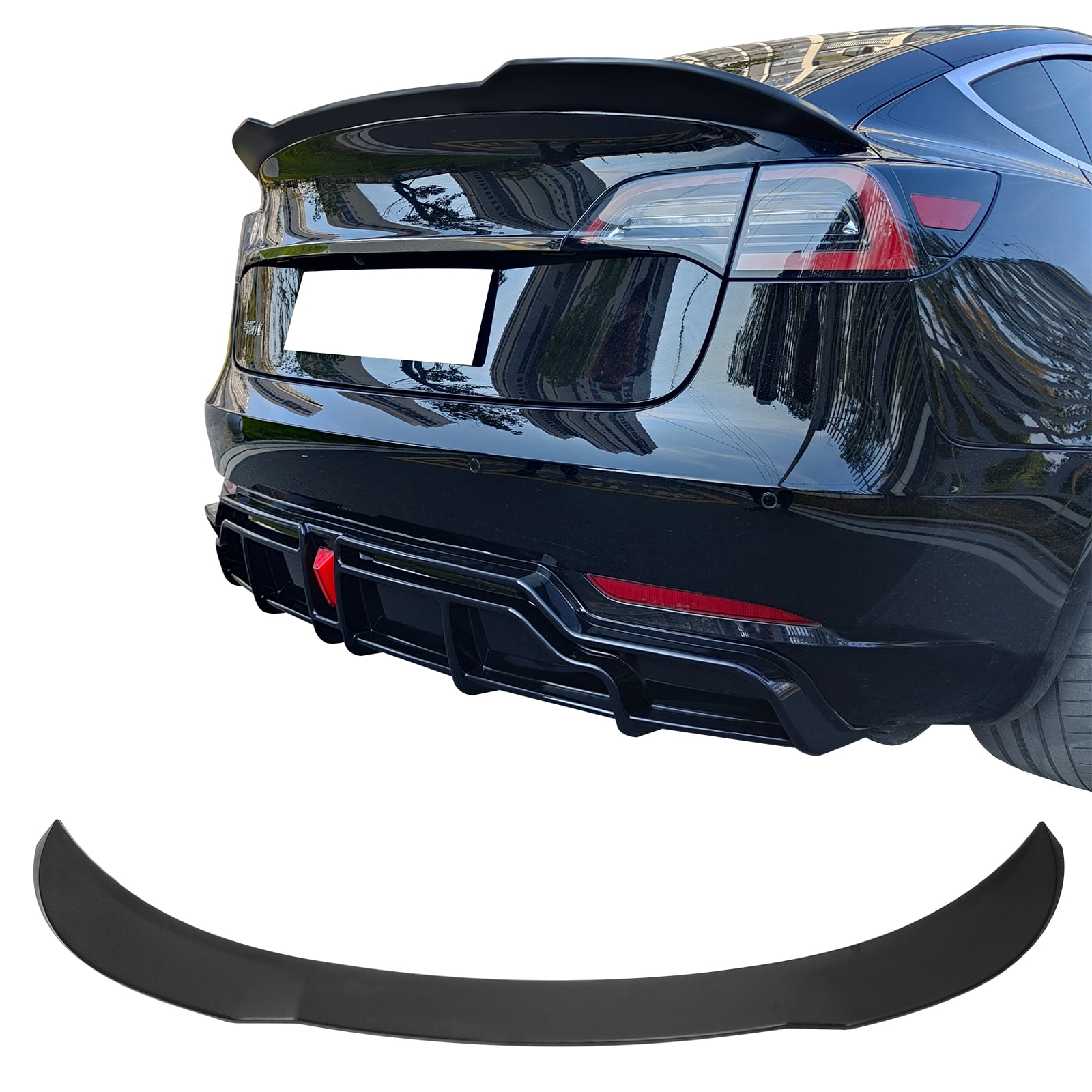 Ikon Motorsports Compatible with 2017-2023 Tesla Model 3 Matte Black ...