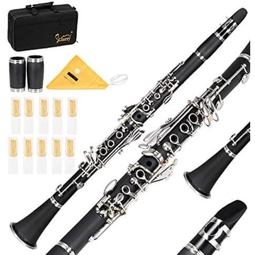 Ktaxon Flat B Black Clarinet, Instrument Kit with Case Mouthpieces, 17 ...