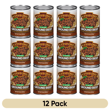 (12 Pack) Keystone Ground Beef 14 oz Can Fully Cooked , Emergency Food ...