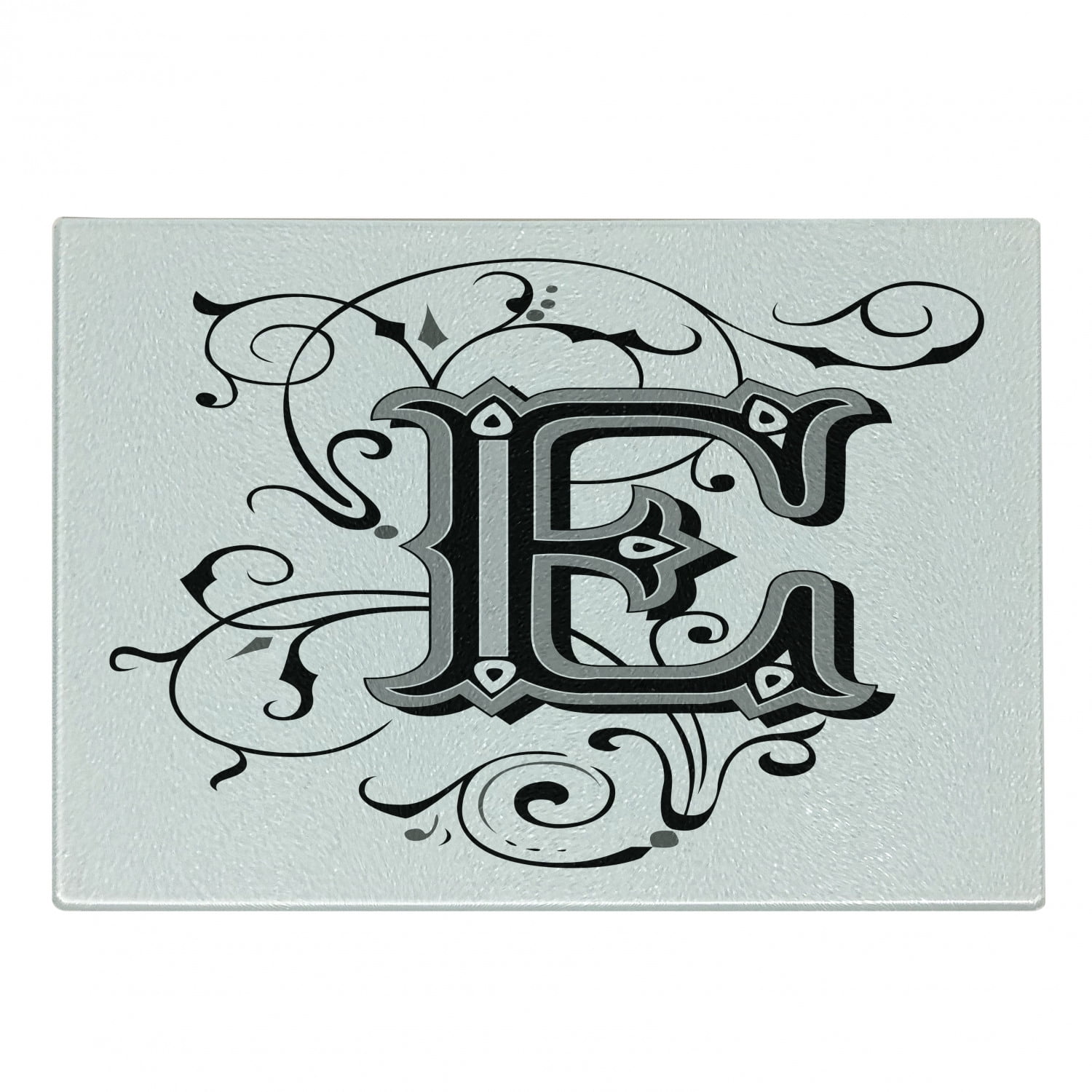 Letter E Cutting Board, Capitalized E Alphabet Geometrical Design Lines ...