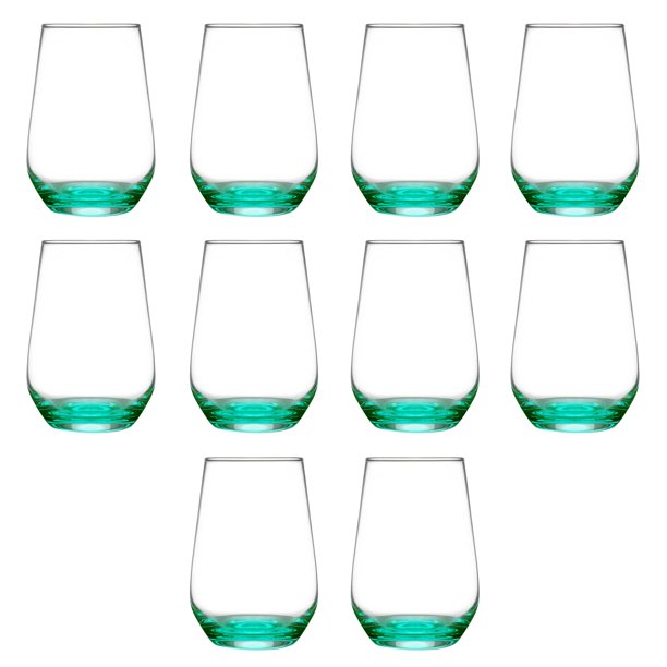 10 Vaso Silicia Stemless Wine Glasses Set, 16 oz. - Clear, Orb-Like ...