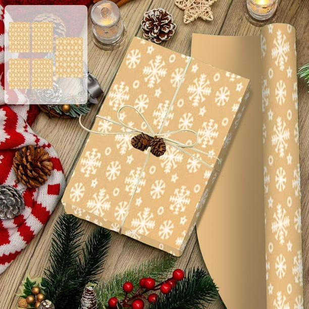 Christmas Wrapping Paper Kraft Gift Wrap Holiday Packaging Paper With ...
