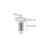Square Head Bolt, 5 Pack M8x12mm 304 Stainless Steel Grade C Square ...
