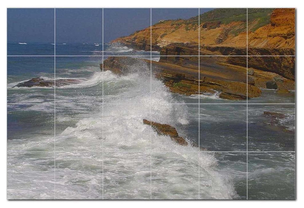 Ocean Waves Ceramic Tile Mural Kitchen Backsplash Bathroom Shower ...