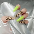 Fluorescent Leopard Press On Nails Fake Nails Different Types Long ...