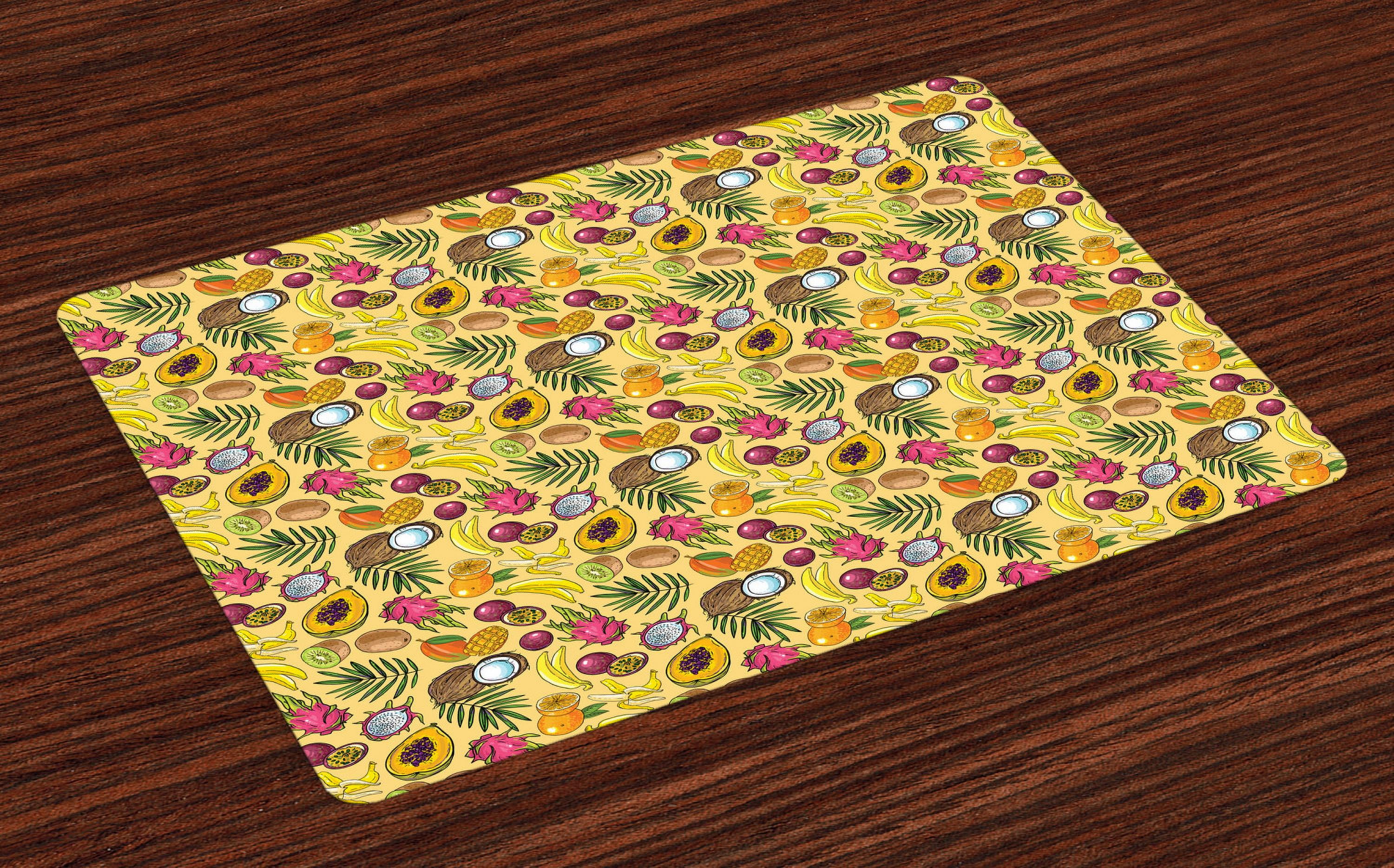 Ambesonne Fruit Place Mats Set of 4, Tropical Summer Food, Standard ...