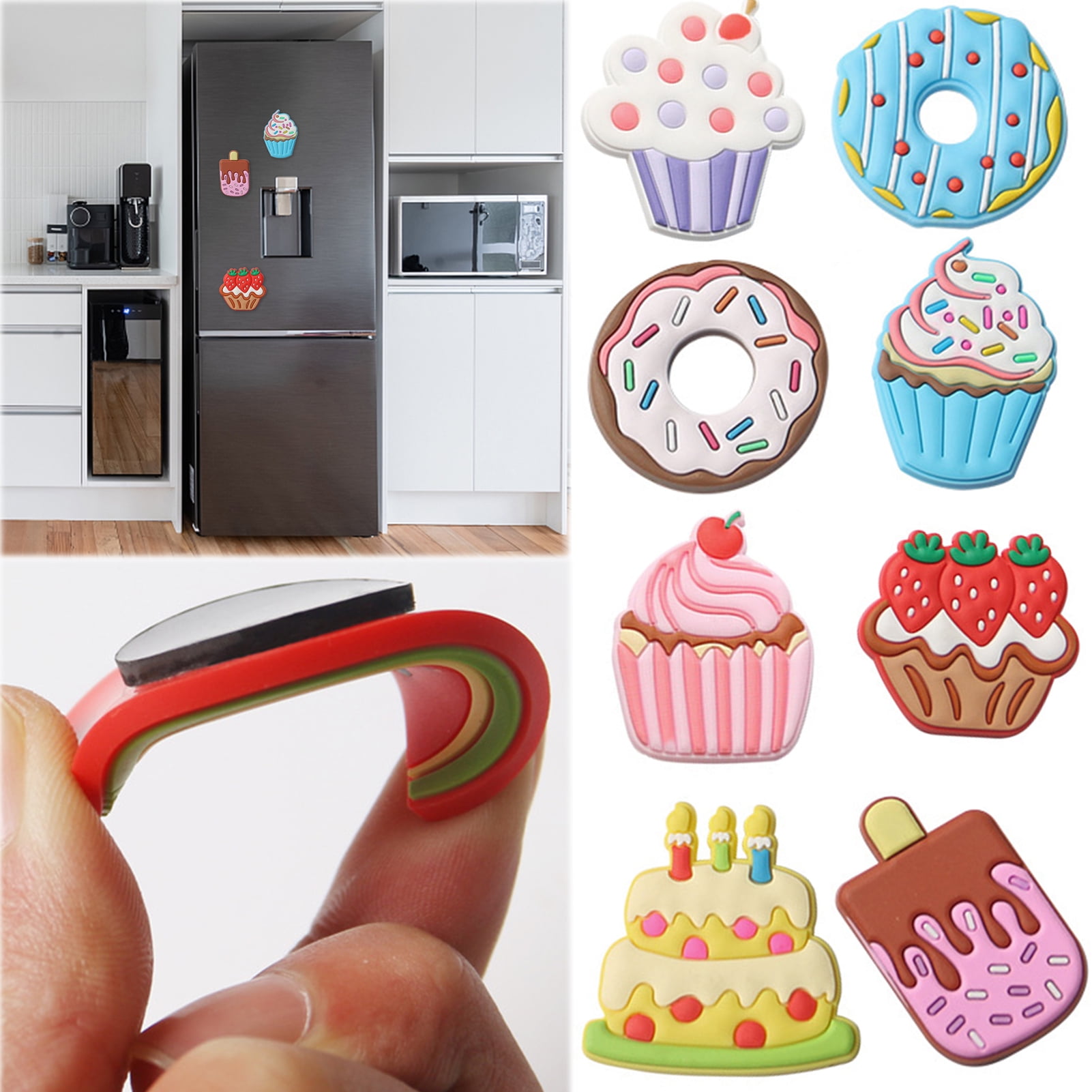 Walbest PVC Magnetic Refrigerator Sticker Creative 3D Cartoon Cake ...
