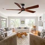 Wellspeed 60 in. Indoor Farmhouse Brown Walnut Wood Ceiling Fan with 5 ...
