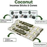 Coconut Incense Sticks & Incense Cones Combo Pack - 60 Insence-Sticks ...