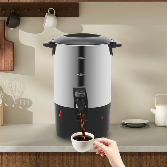 KFFKFF Commercial Coffee Urn 50 Cup Stainless Steel Coffee Dispenser ...