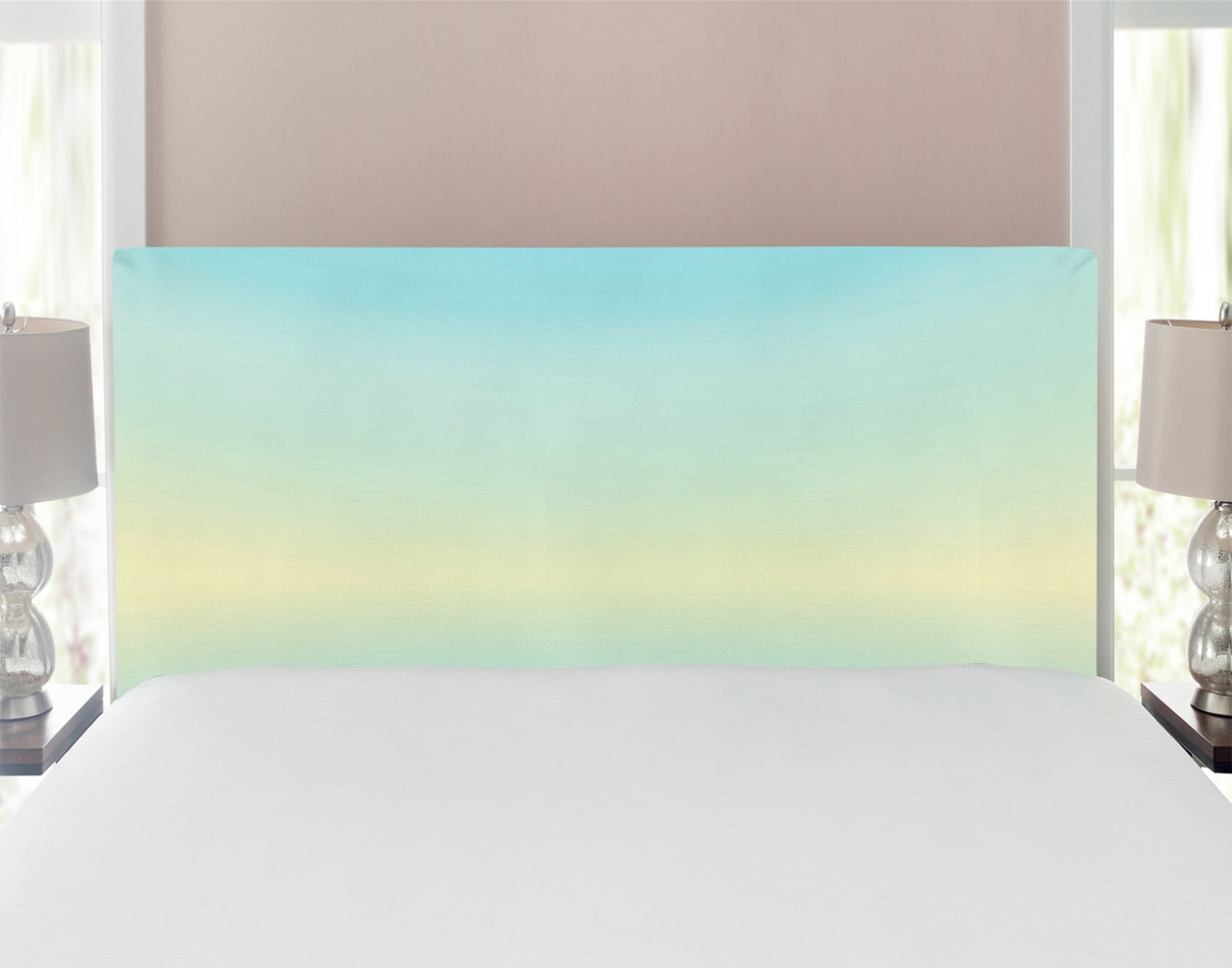 Teal Headboard, Defocused Abstract Design in the Center Blurred Color ...