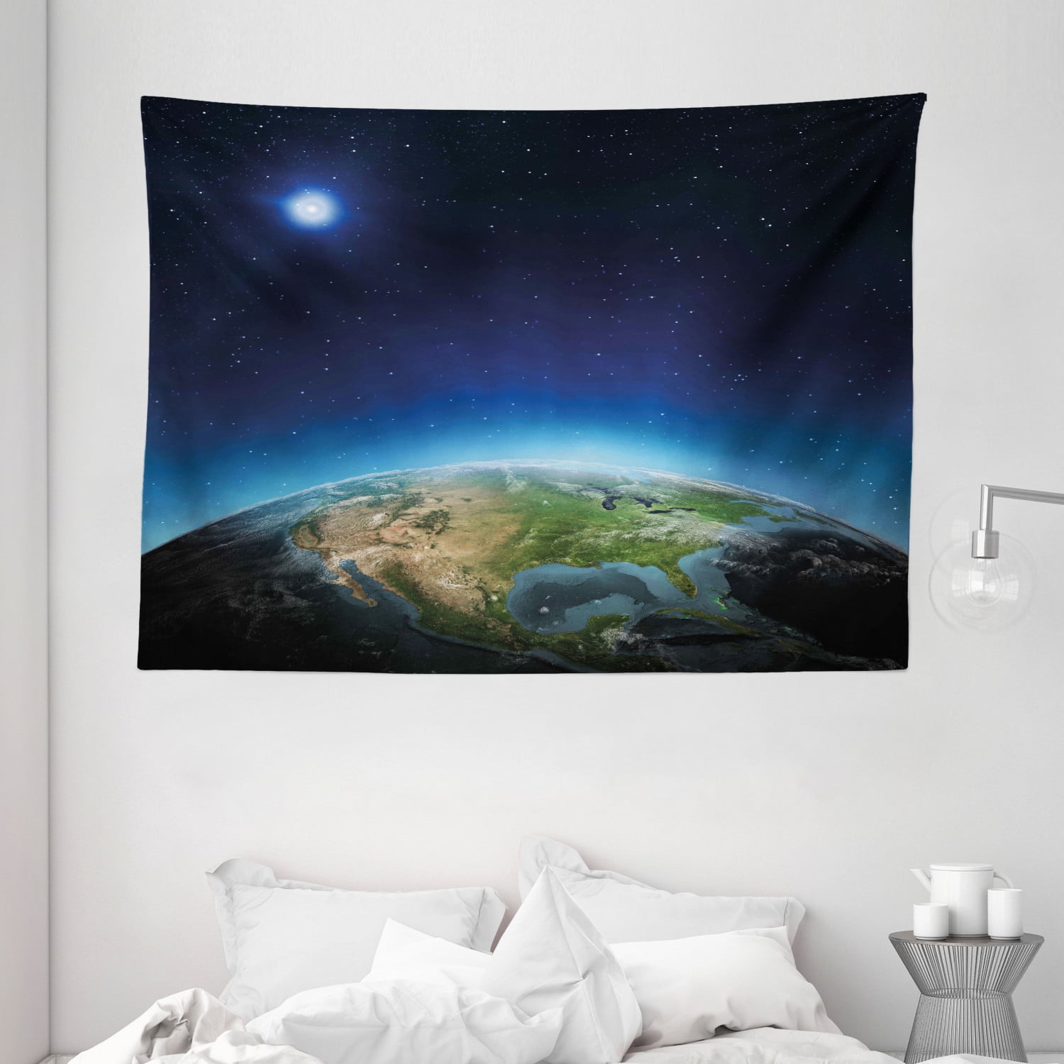Earth Tapestry, North America Continent on Globe Earth Galaxy Milky Way ...