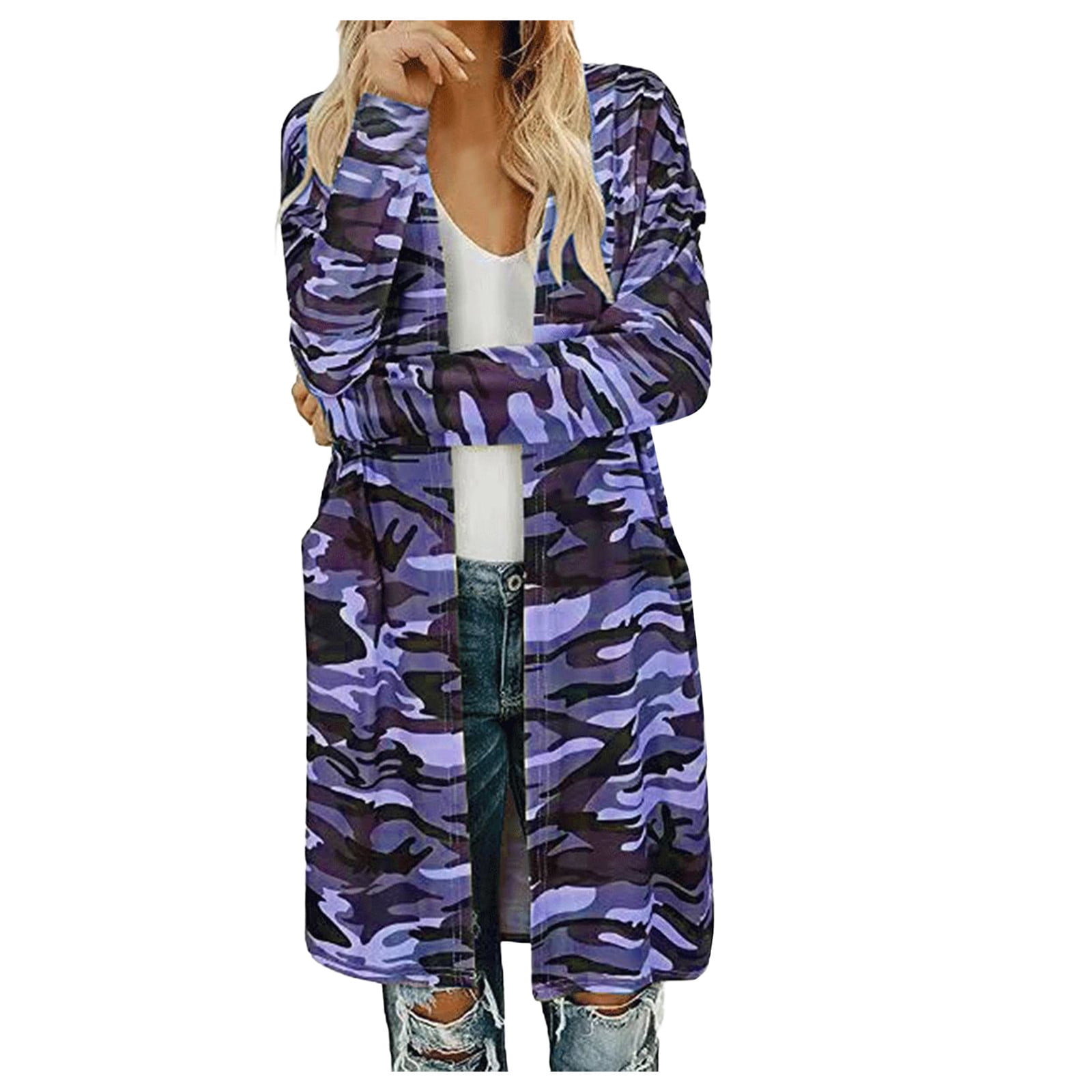 TAIAOJING Womens Shacket Jacket camouflage Print Open Front Blouse ...