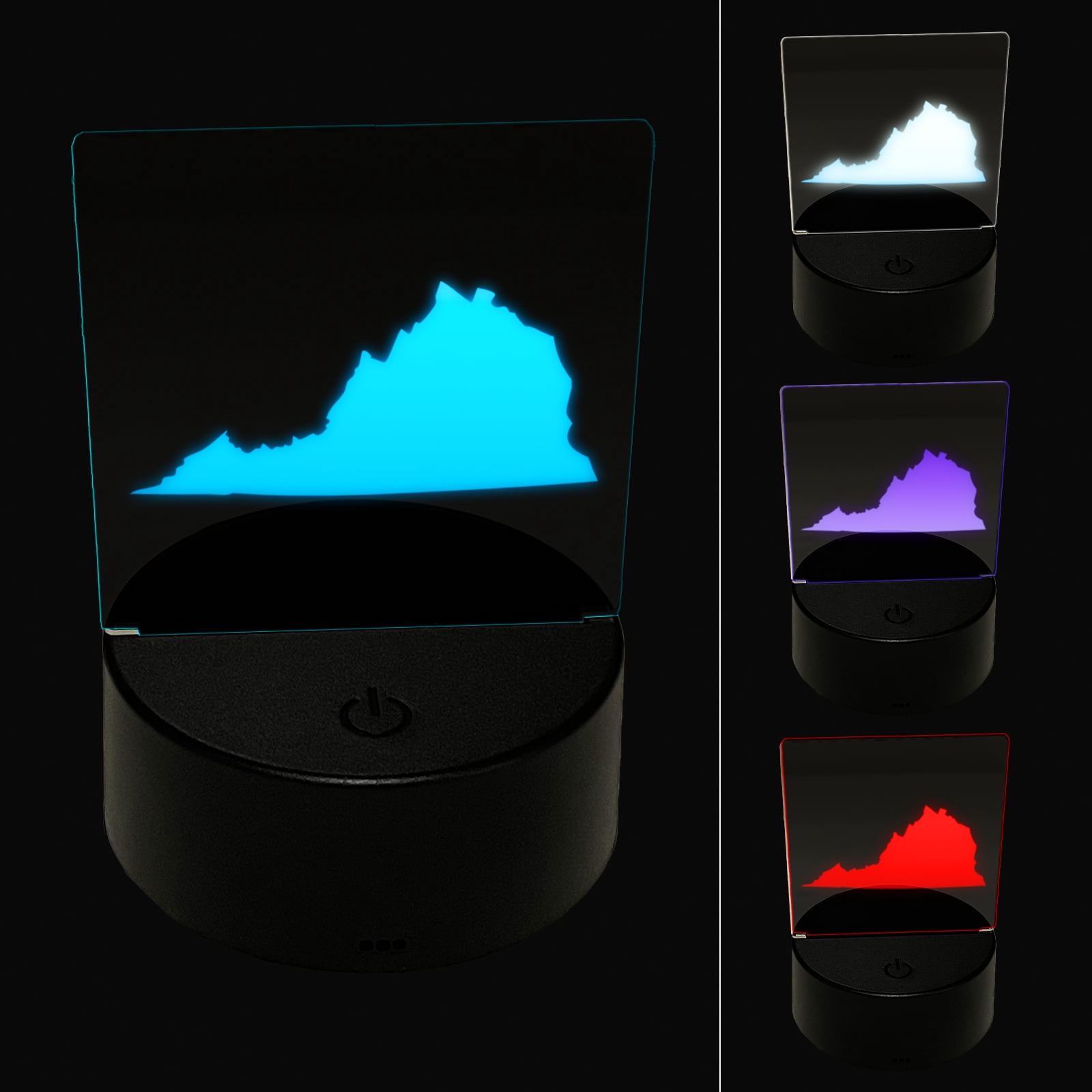 Virginia State Silhouette LED Night Light Sign 3D Illusion Desk ...