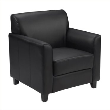 Lounge Chair Black Leather w/ Rosewood - Walmart.com