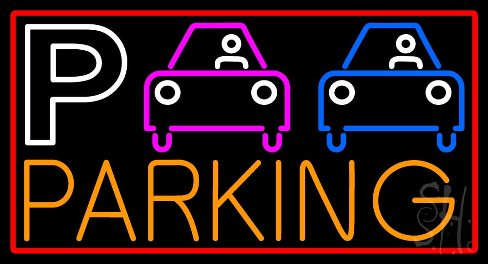 P And Car Parking With Red Border LED Neon Sign 20 x 37 - inches, Clear ...