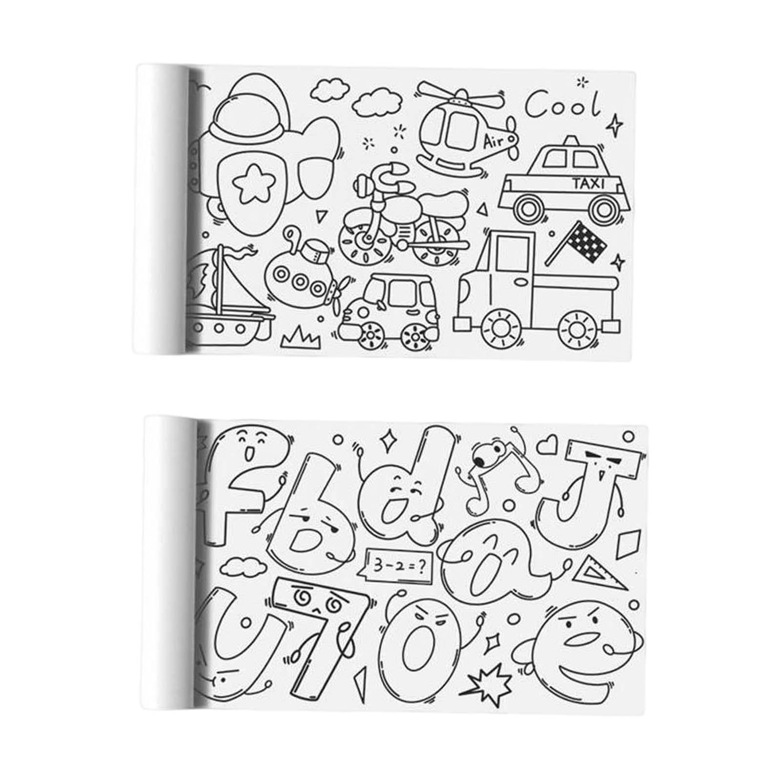 2Pieces Coloring Paper Roll, DIY Art Drawing Rich Patterns Wall ...
