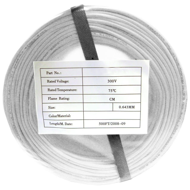 Cable Central LLC Security/Alarm Wire, White, 22/4 (22AWG 4 Conductor ...
