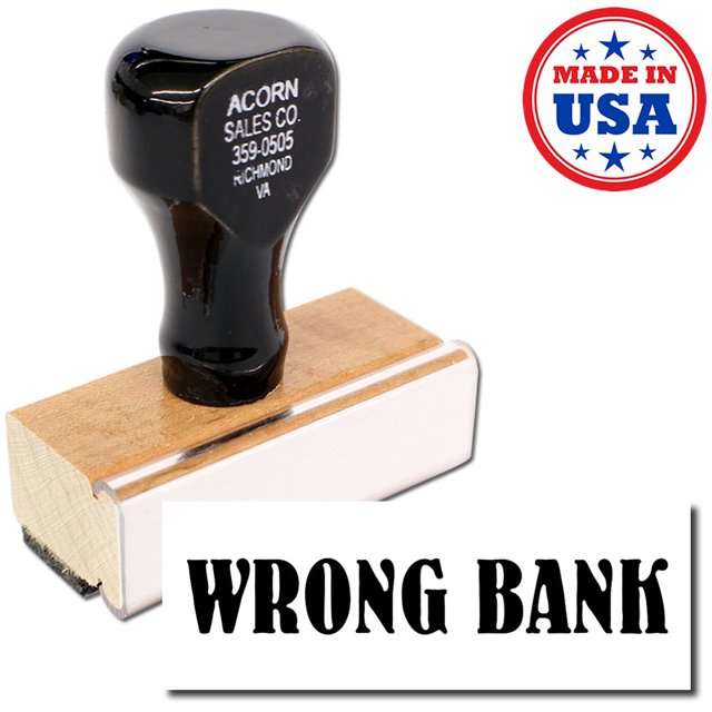 Large Wrong Bank Rubber Stamp - Walmart.com