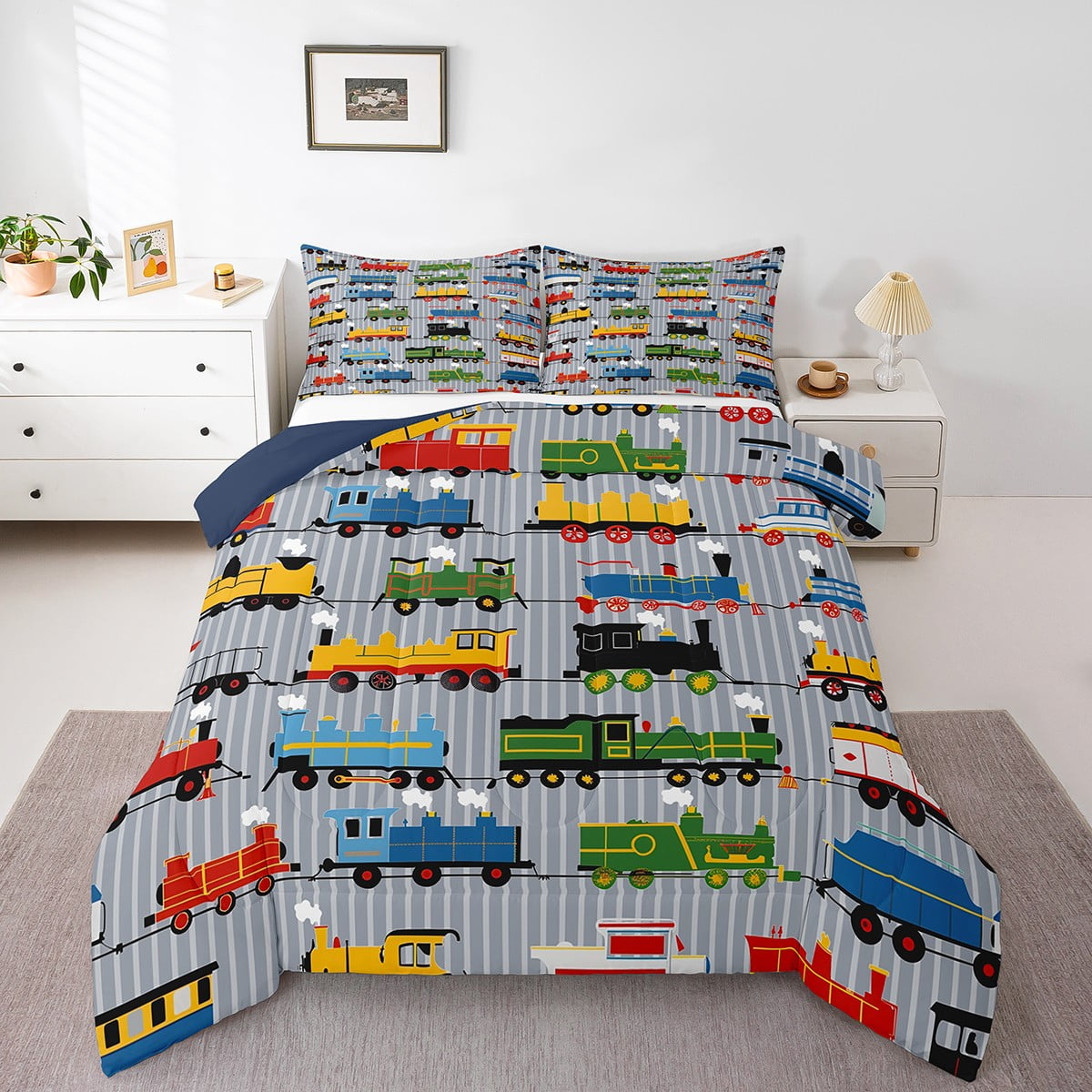 Click here for Yst Boys Comforter Set Queen Size Train Bedding  C... prices