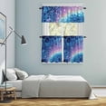 Blue Waves Kitchen Curtains Set for Windows, Modern Abstract Gradual ...