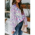 EVALESS Bohemian Style Women's Casual V Neck Long Sleeve Chiffon Blouse ...
