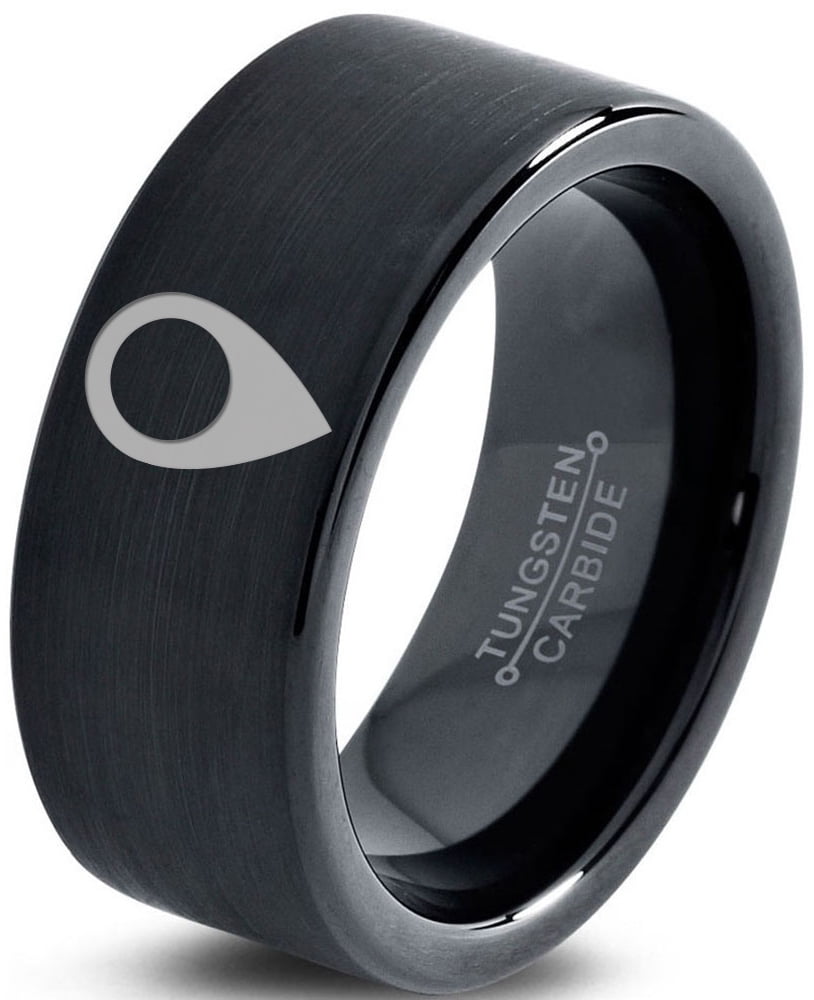 Zealot Jewelry - Tungsten GPS Location Symbol Icon Band Ring 9mm Men ...