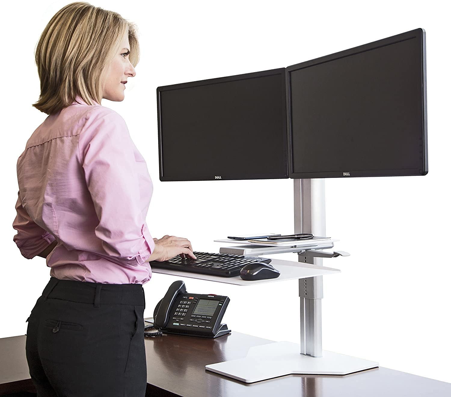 Uprite Ergo Sit2Stand Adjustable Standing Desk Converter, Dual Monitor ...