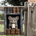 8x12 Inch Cute Fluffy Gray Mouse Peeking from Rustic Window Holding ...