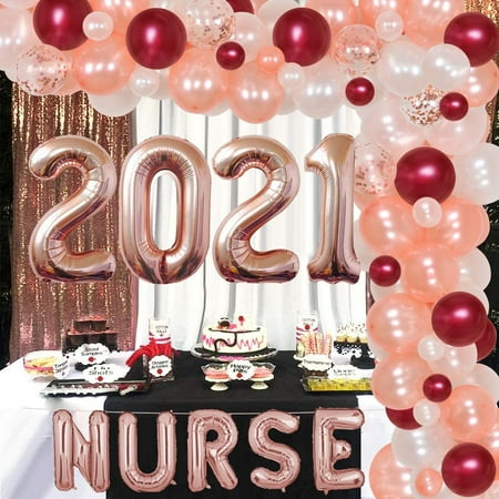 Nurse Graduation Decorations 2021 Rose Gold Graduation Balloon Garland ...