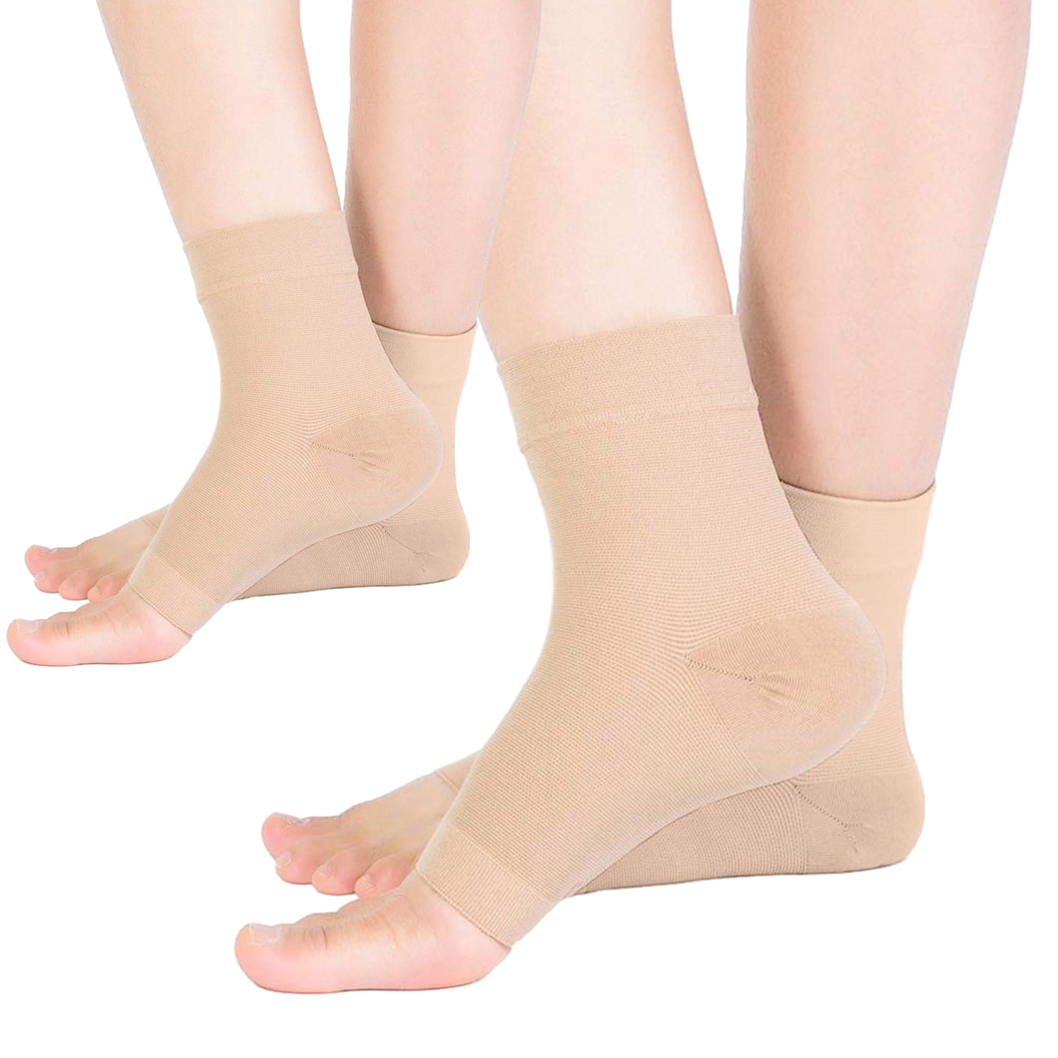 2 Pairs Ankle Brace Compression Sleeves - 8-15 mmhg Open Toe ...