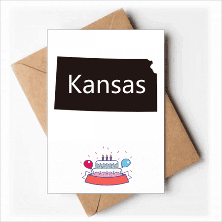Kansas America USA Map Outline Happy Birthday Greeting Cards Envelopes ...