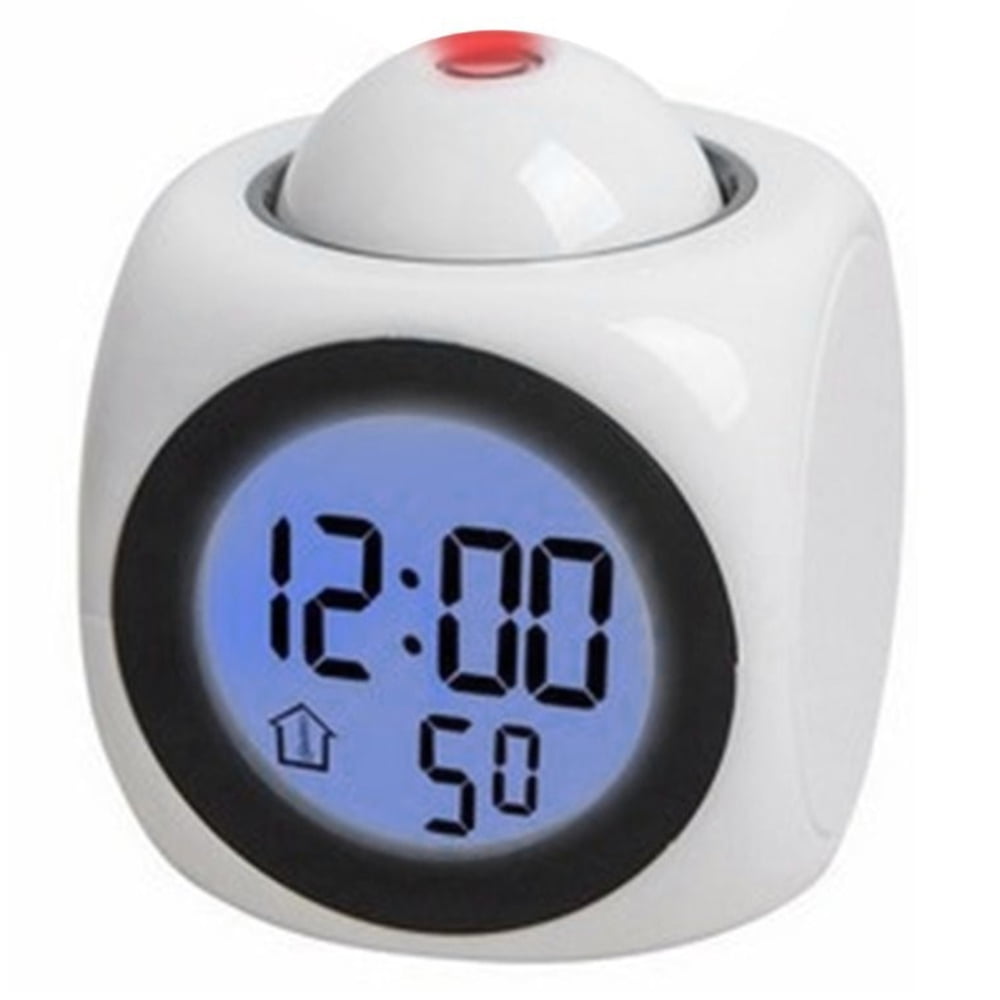 Projection Alarm Clock for Bedroom Voice Talking LCD Projection Weather ...