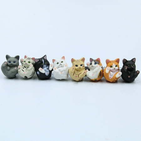 ShenMo 8 Pcs Deluxe Cat Figurines Playset, Cute Cat Figures, Mini Cat ...