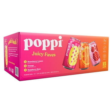 Poppi Prebiotic Soda, Variety Pack, 12 fl oz, 15-count - Walmart.com