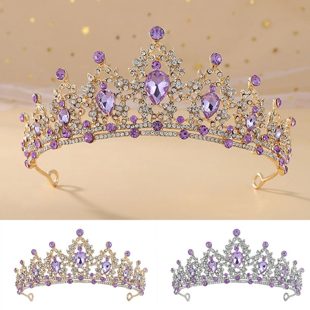 Jiaroswwei Bridal Crown Temperament Shiny Purple Rhinestone Tiaras ...