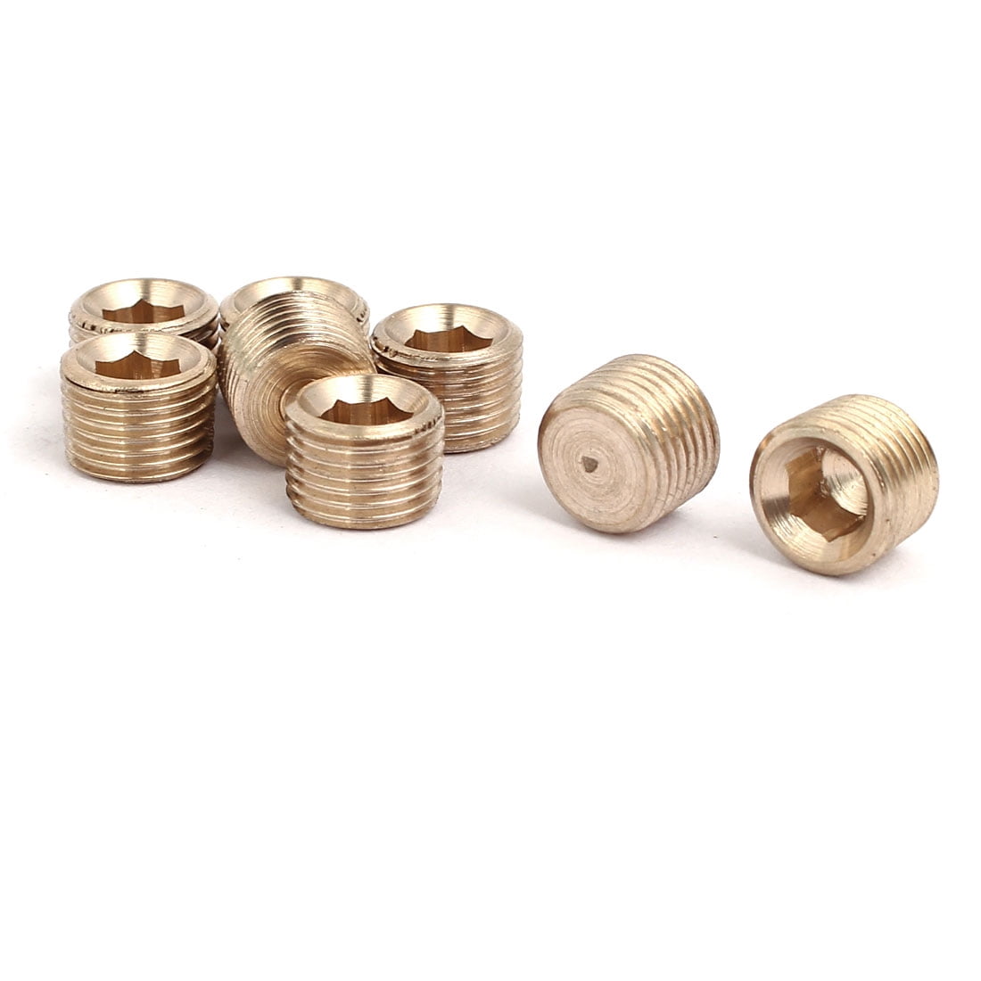 8 Pcs 1/8BSP Male Thread Brass Hex Soket Head Pipe Plug Connector ...