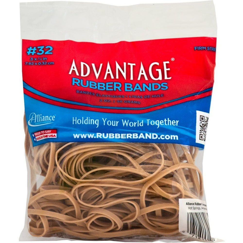 Size #32, (3" x 1/8") Advantage Rubber Bands 2632A, 2 oz Bag of Approx ...