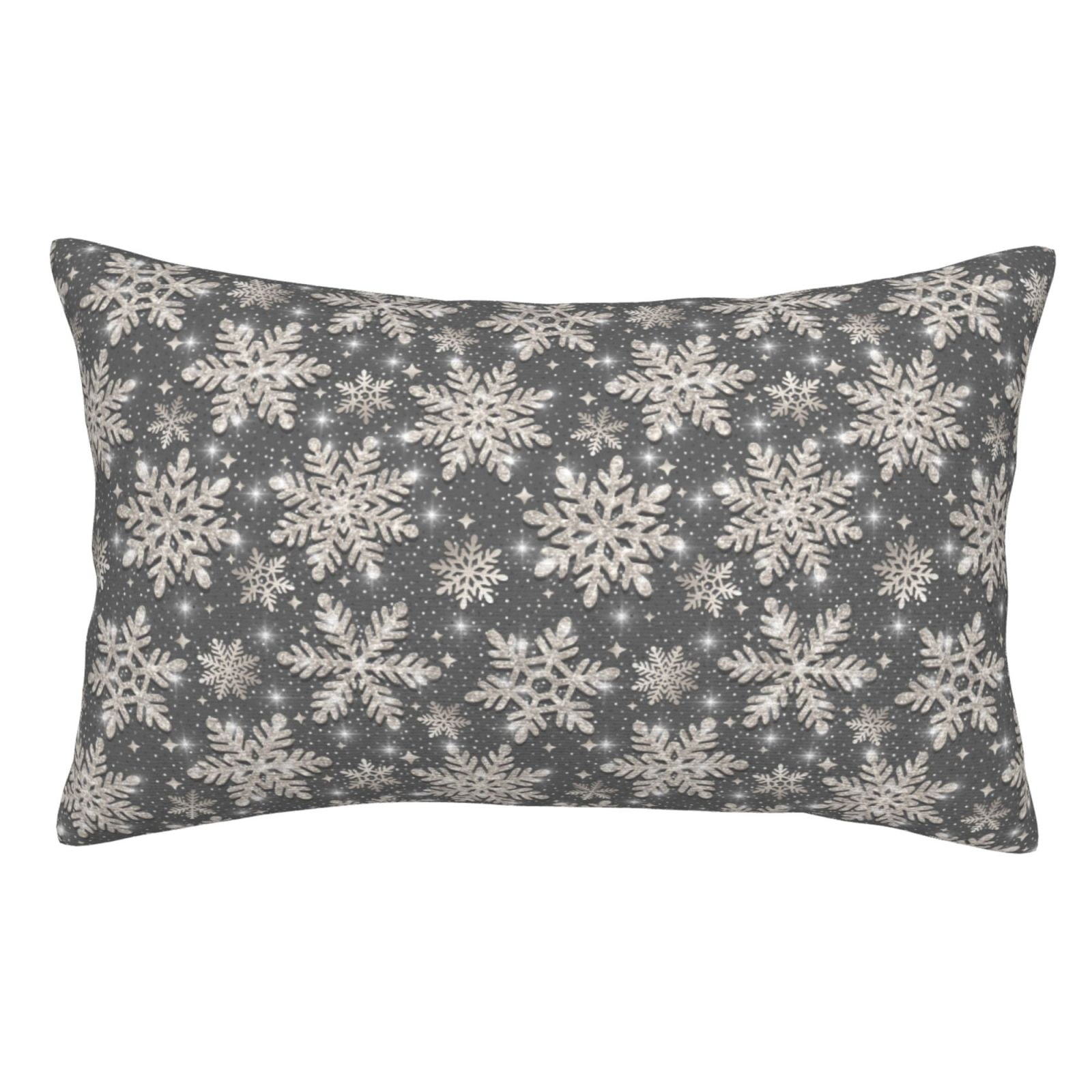 Click here for Saiise Sparkling Snowflakes Print Rectangle Pillow... prices