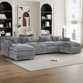 145" U Shaped Sectional Couch with USB and 2 Cup Holder, Oversized ...