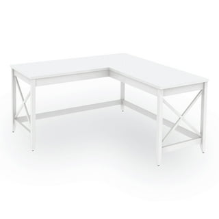 Workspace by Alera L-Shaped Farmhouse Desk, 58.27 x 58.27 x 29.53, Gray ...