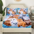Cute Cat Bedding Set Cartoon Pet Cats Bed Sheets Cute Kitten Print Bed ...