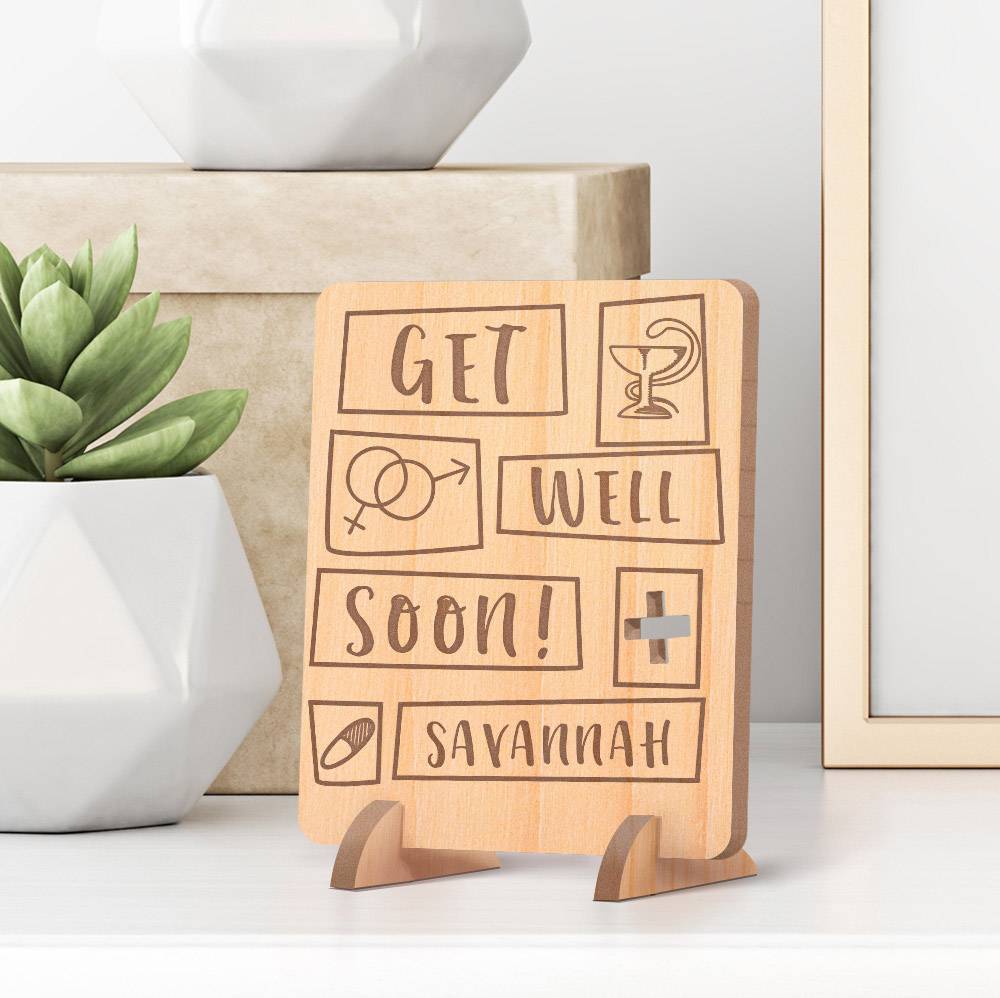 Personalized Get Well Soon Wooden Gift Card with Name - Walmart.com