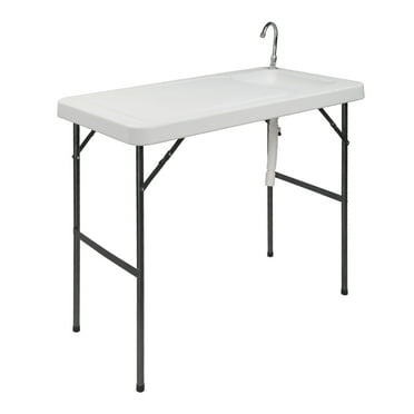 Costway Portable Sink with Faucet, Folding Utility Table with Sprayer ...