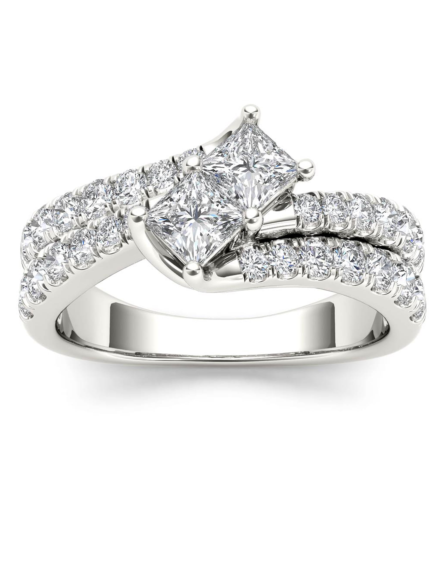 14k White Gold 1 1/2ct TDW Two-Stone Diamond Engagement Ring - White H ...