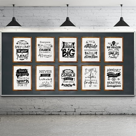 10 Pieces Motivational Classroom Posters Industrial Chic Bulletin Board ...