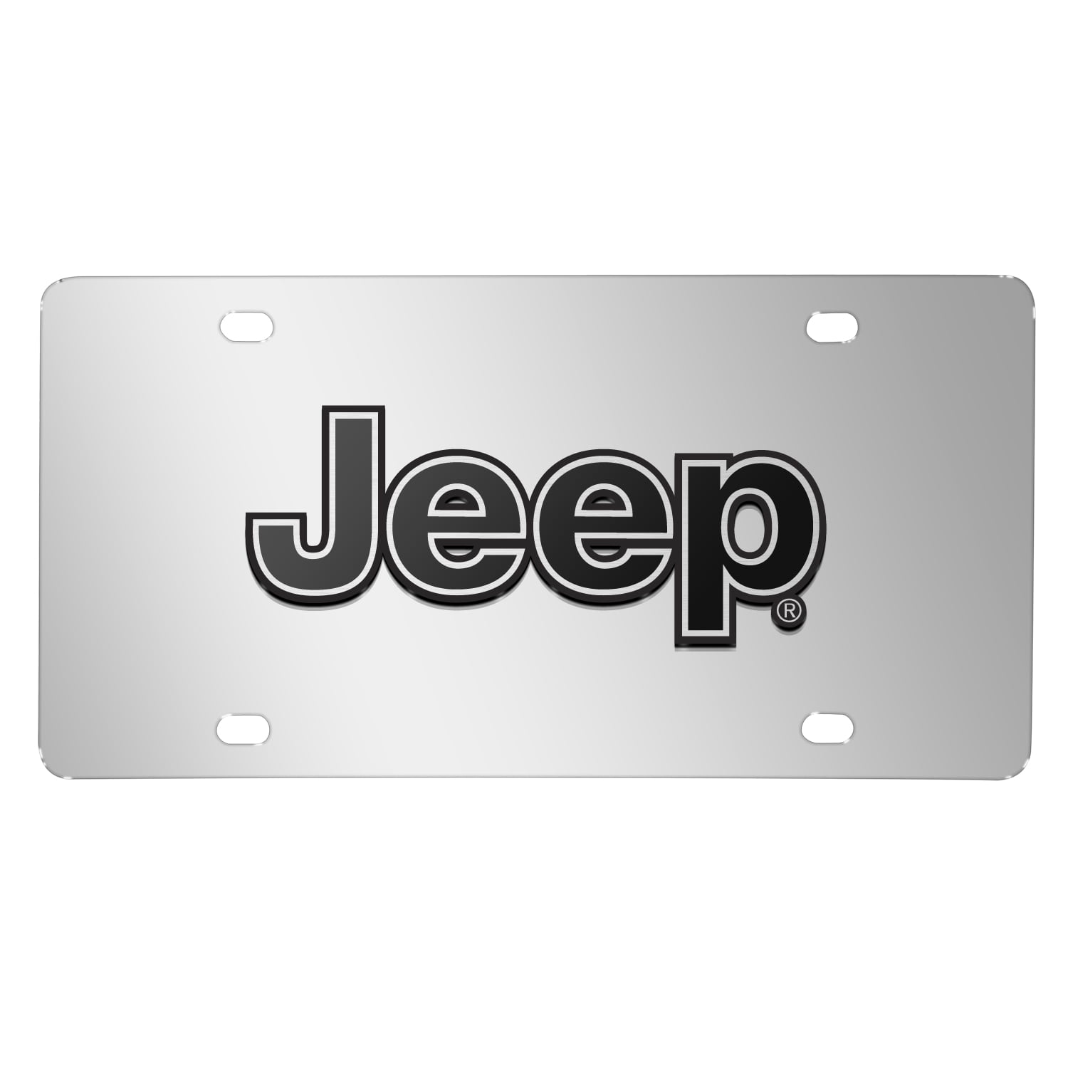 Jeep Black 3D Logo Mirror Chrome Stainless Steel License Plate ...